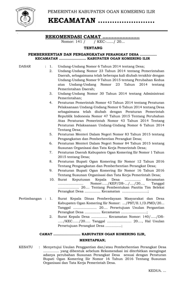 Contoh persetujuan camat | PDF