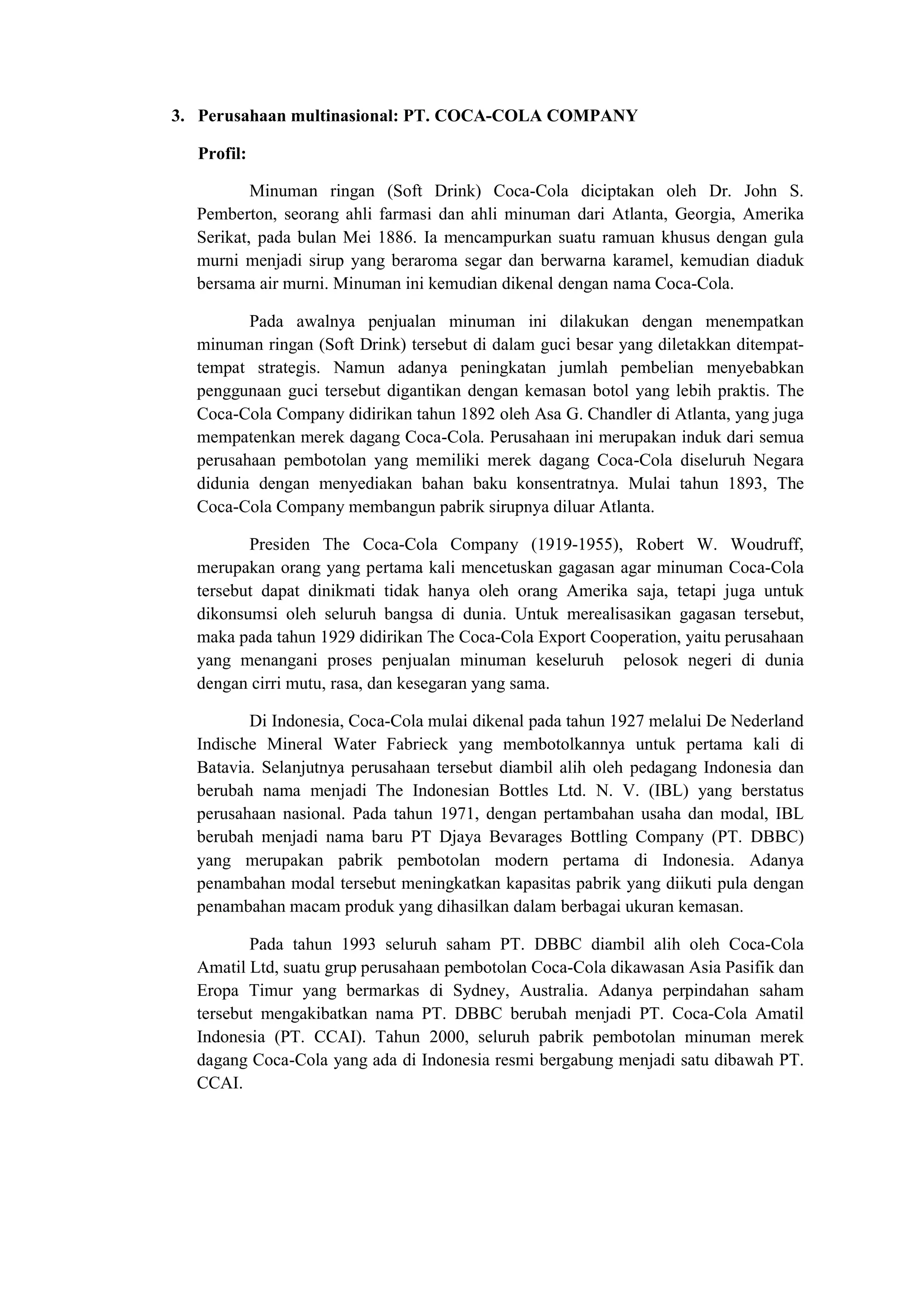 Contoh perusahaan nasional, internasional, multinasional, globlal | PDF