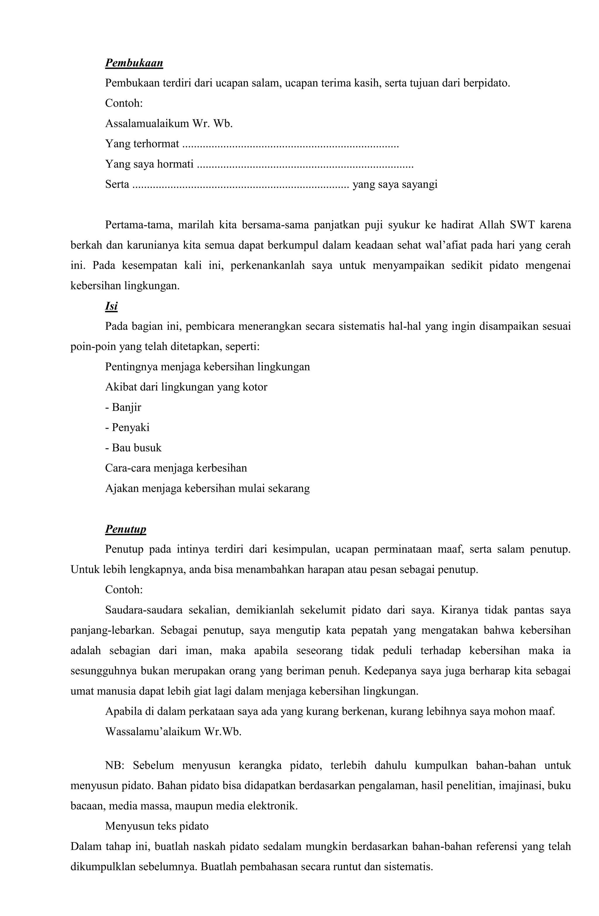 Contoh pidato | DOCX
