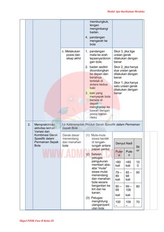 Modul Ajar PJOK Kelas 9 Kurikulum Merdeka | PDF