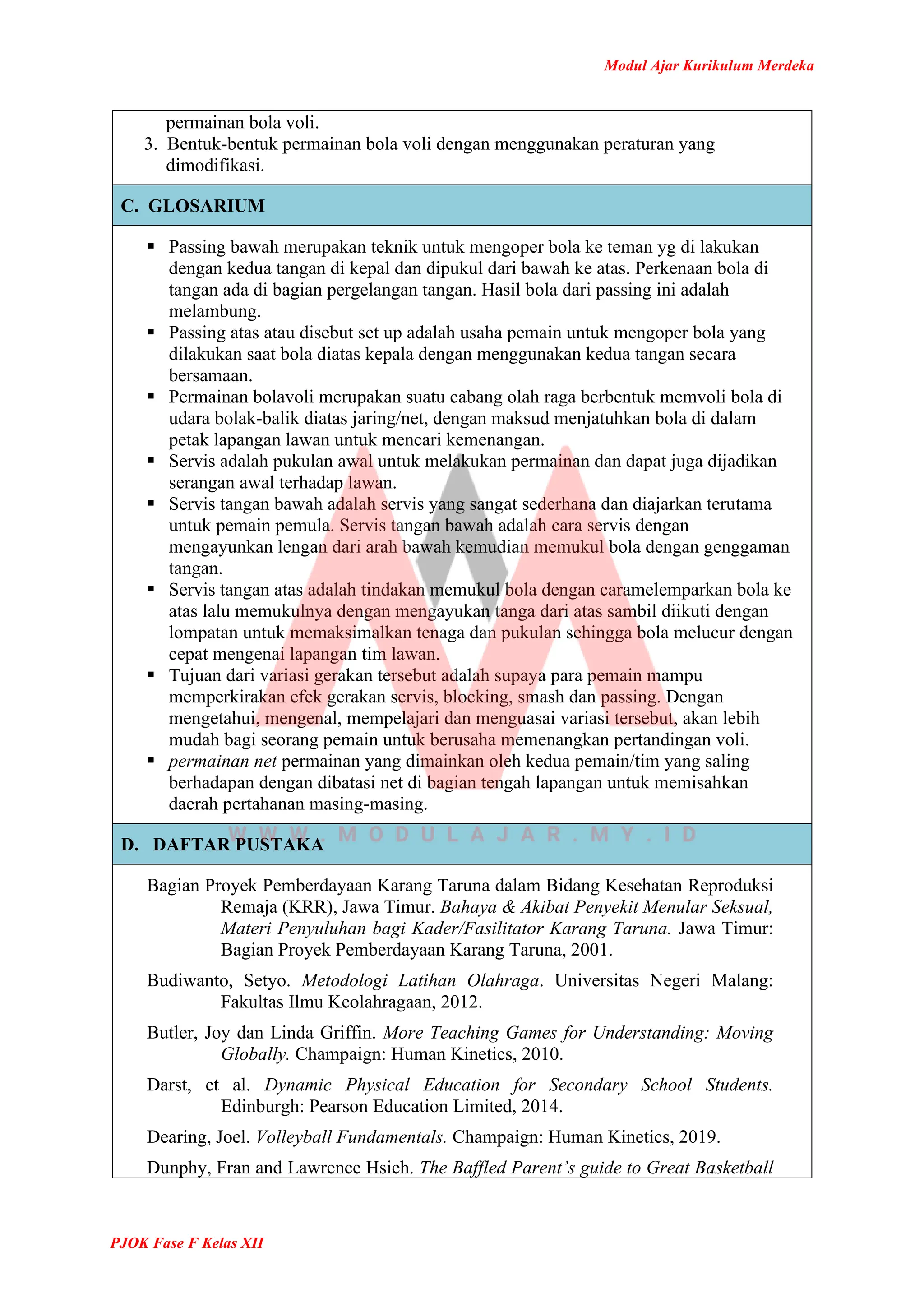 Modul Ajar PJOK Kelas 12 Kurikulum Merdeka | PDF