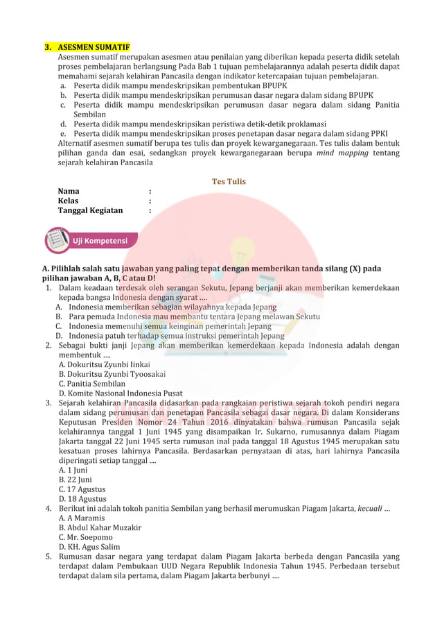 Modul Ajar PKN Kelas 7 Revisi 2024 Kurikulum Merdeka | PDF