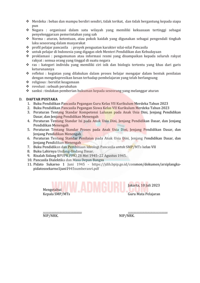 Modul Ajar PKN Kelas 7 Revisi 2024 Kurikulum Merdeka | PDF