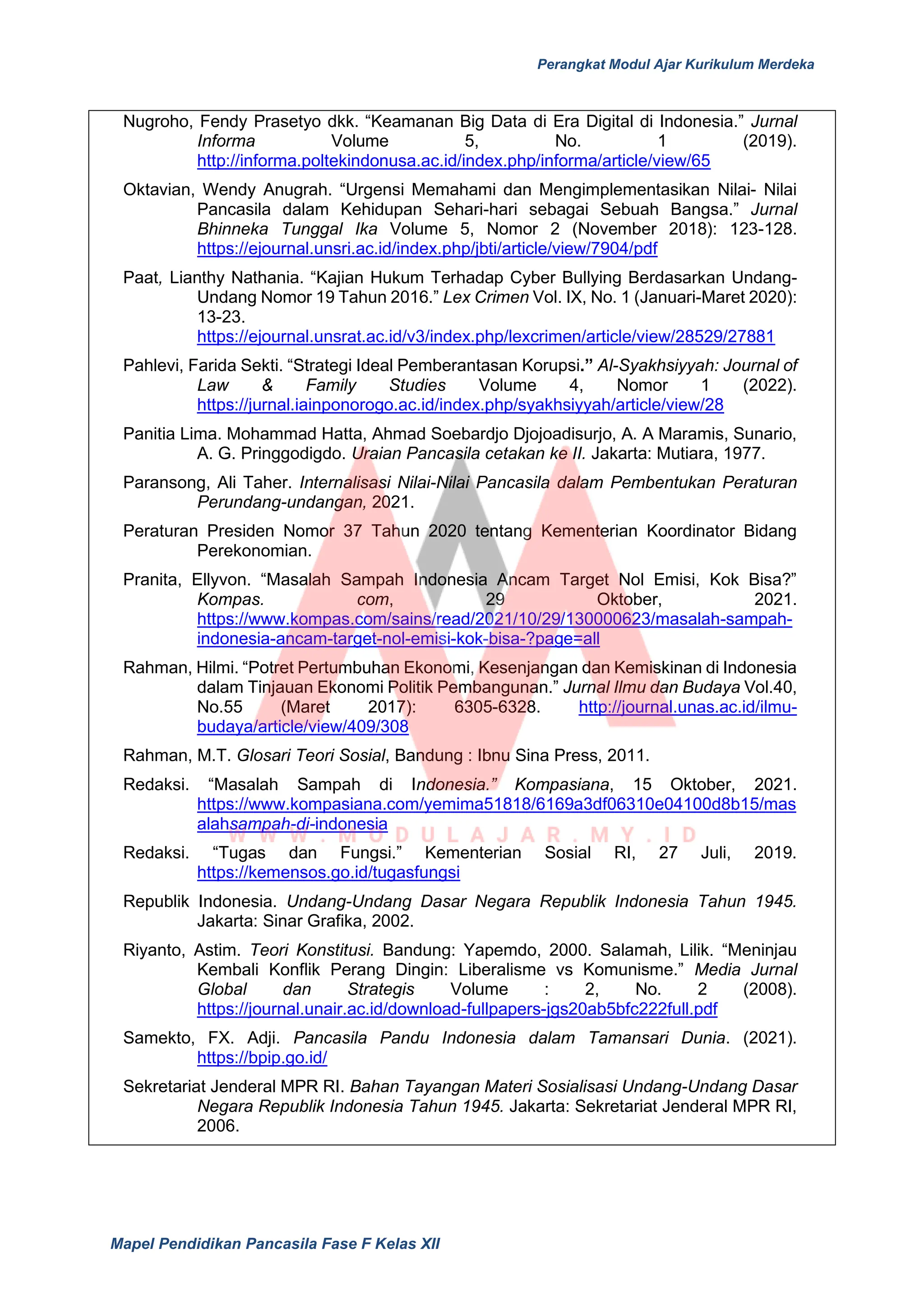 Modul Ajar PKN Kelas 12 Kurikulum Merdeka | PDF