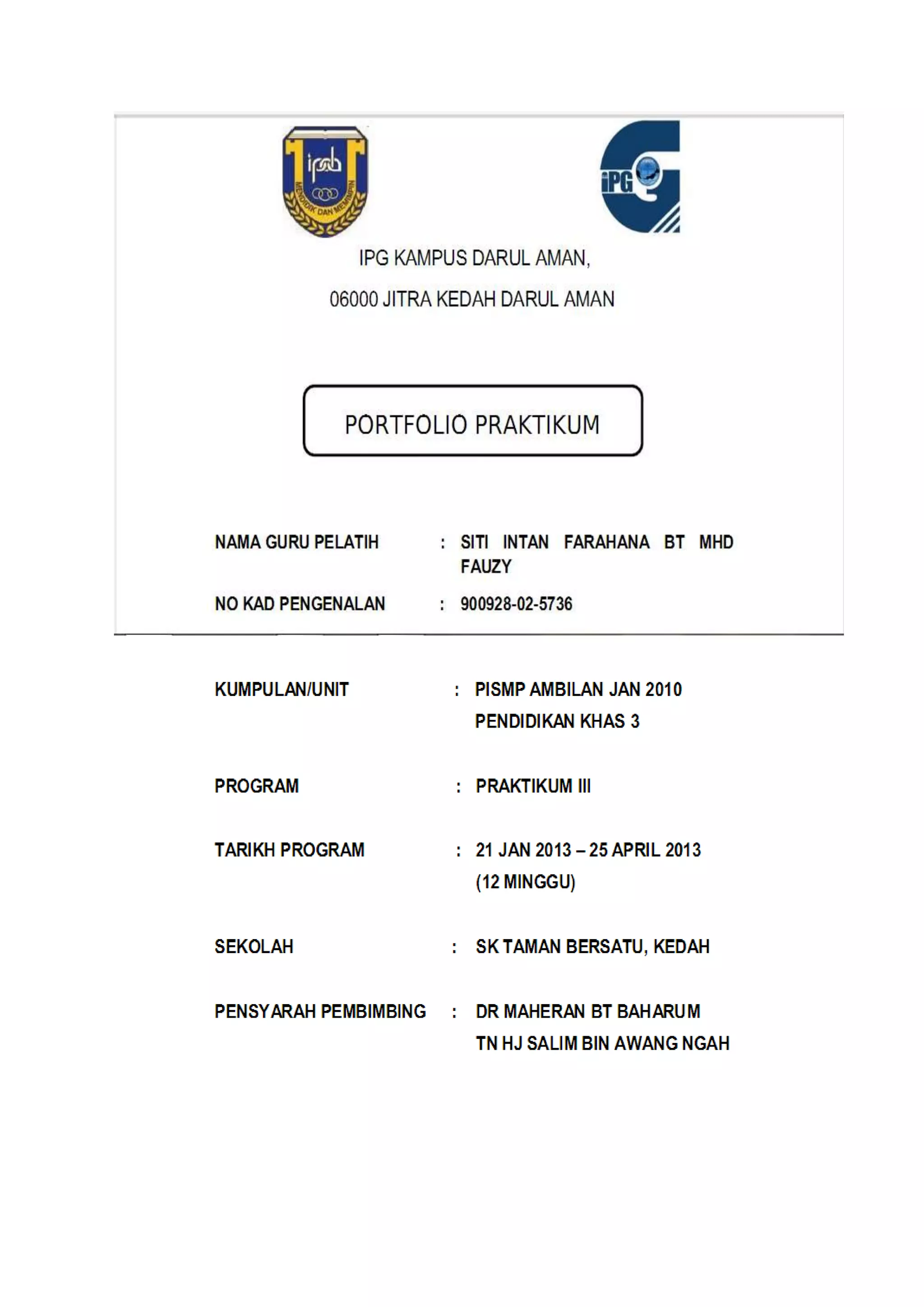 Contoh portfolio | DOCX