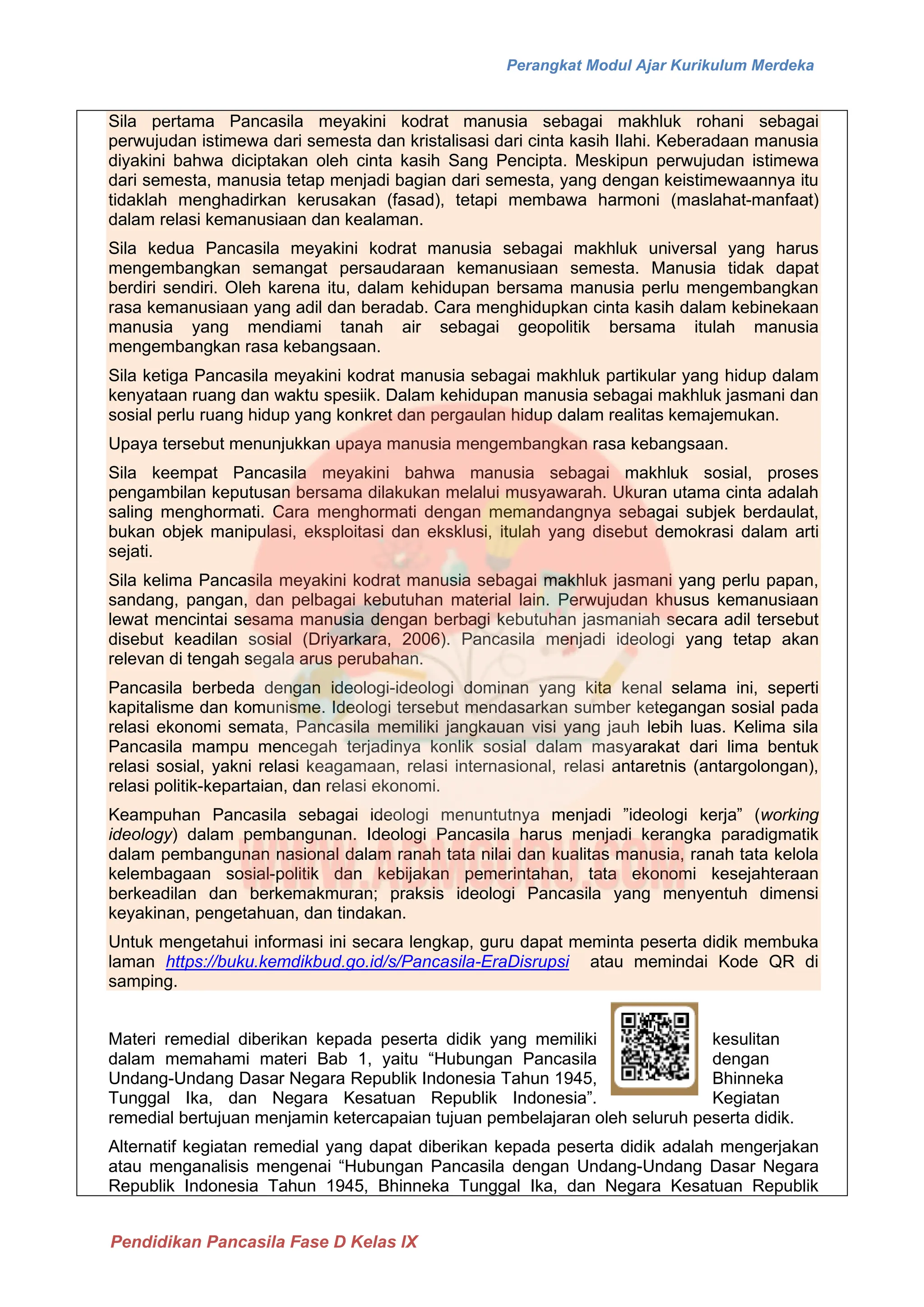 Modul Ajar PKN Kelas 9 Kurikulum Merdeka | PDF