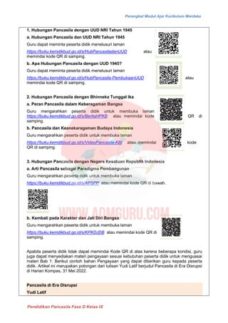 Modul Ajar PKN Kelas 9 Kurikulum Merdeka | PDF