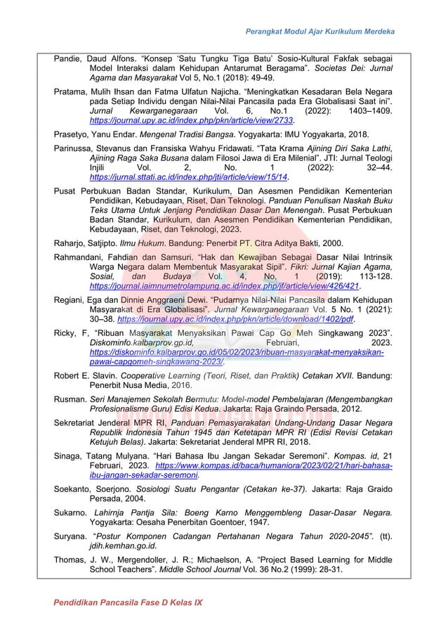 Modul Ajar PKN Kelas 9 Kurikulum Merdeka | PDF