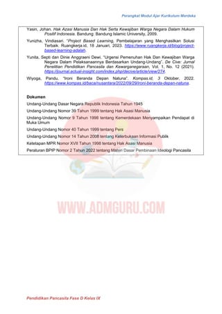 Modul Ajar PKN Kelas 9 Kurikulum Merdeka | PDF