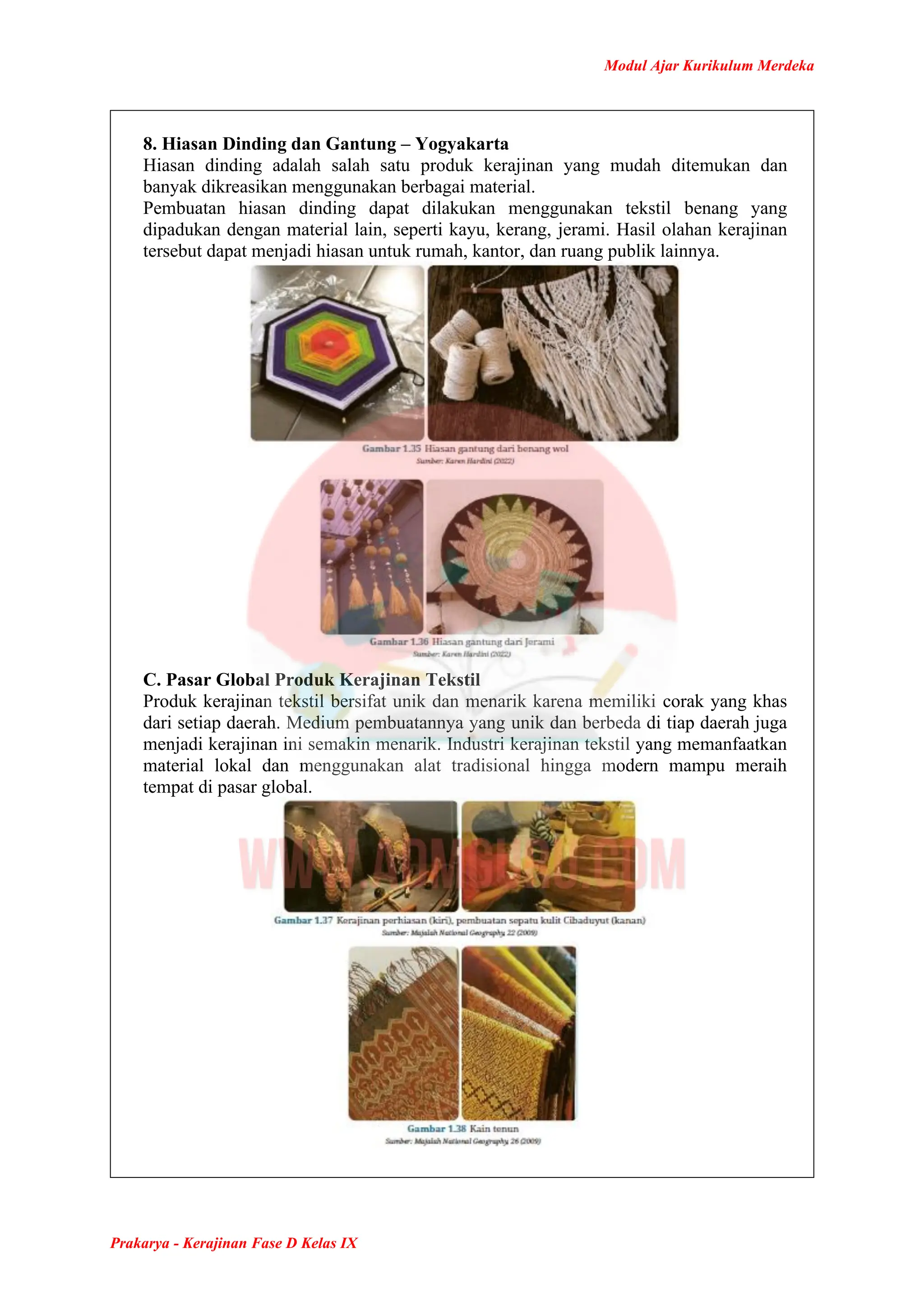 Modul Ajar Prakarya Kerajinan Kelas 9 Kurikulum Merdeka | PDF