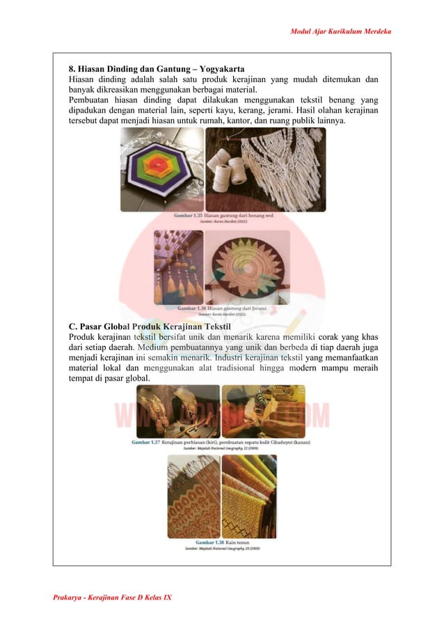 Modul Ajar Prakarya Kerajinan Kelas 9 Kurikulum Merdeka | PDF