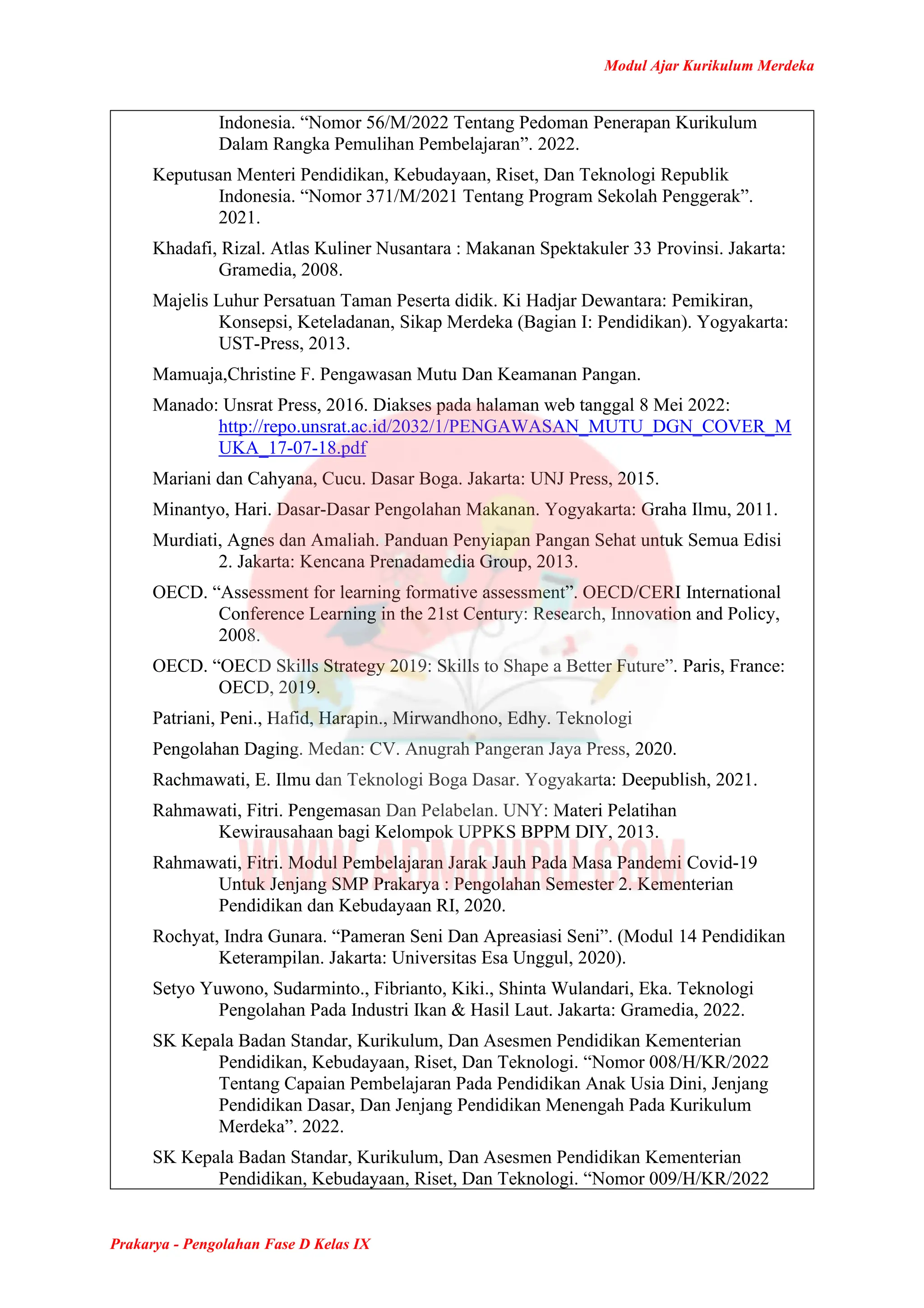 Modul Ajar Prakarya Pengolahan Kelas 9 Kurikulum Merdeka | PDF