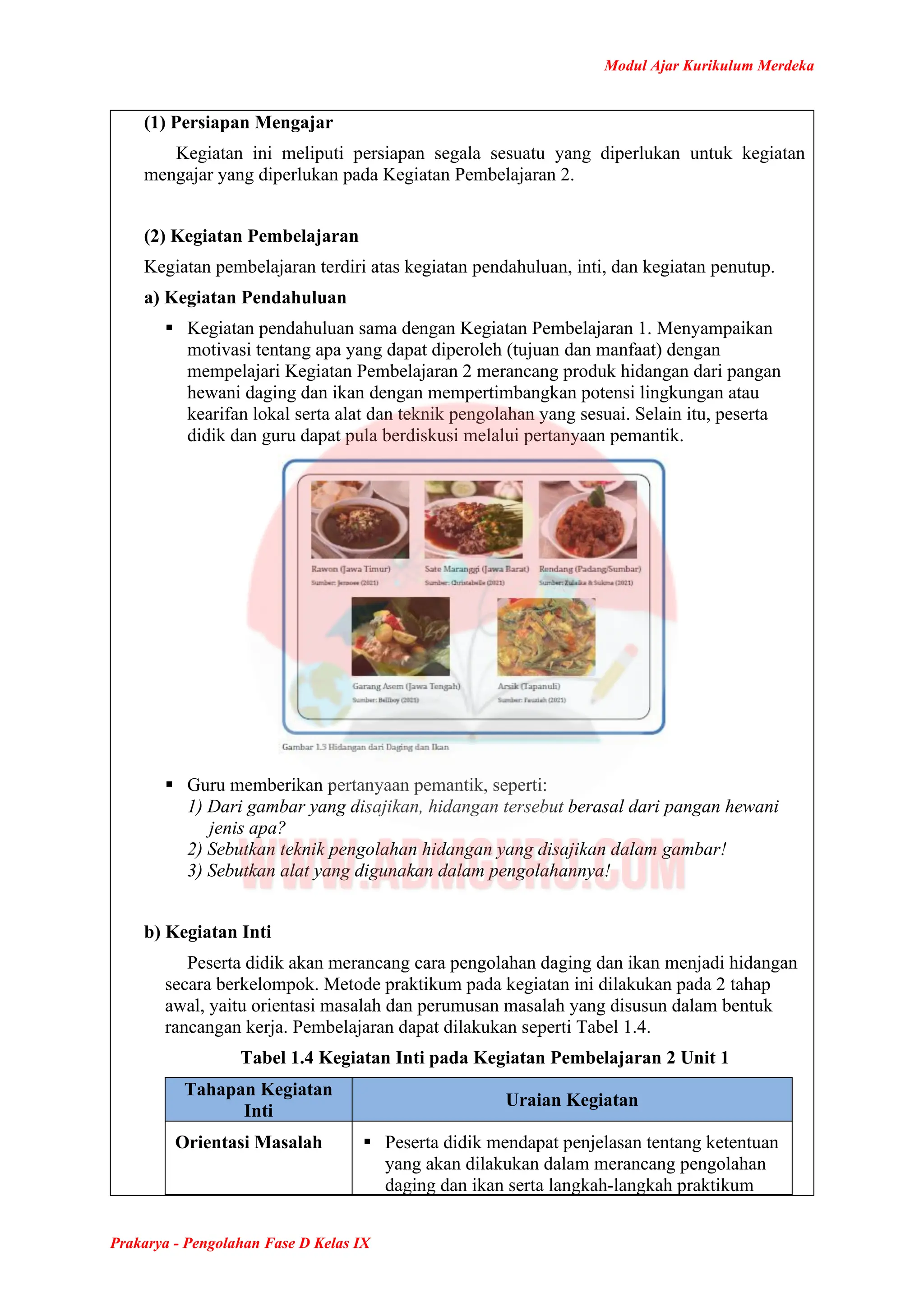Modul Ajar Prakarya Pengolahan Kelas 9 Kurikulum Merdeka | PDF