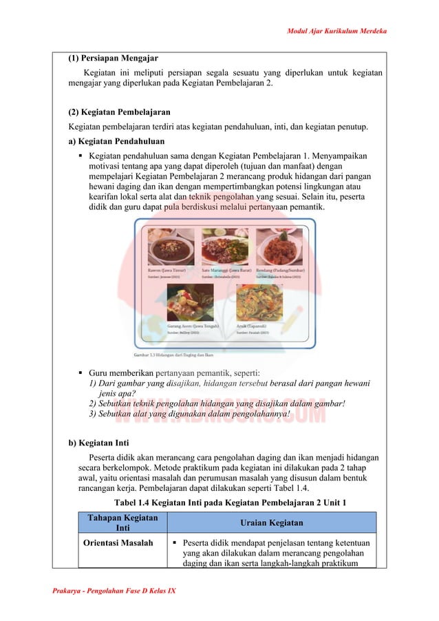 Modul Ajar Prakarya Pengolahan Kelas 9 Kurikulum Merdeka | PDF