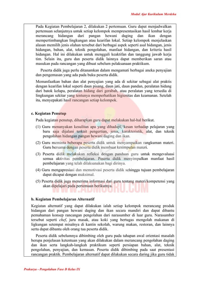 Modul Ajar Prakarya Pengolahan Kelas 9 Kurikulum Merdeka | PDF