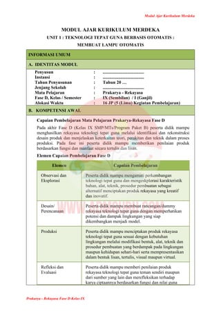 Modul Ajar Prakarya Rekayasa Kelas 9 Kurikulum Merdeka | PDF