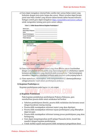 Modul Ajar Prakarya Rekayasa Kelas 9 Kurikulum Merdeka | PDF