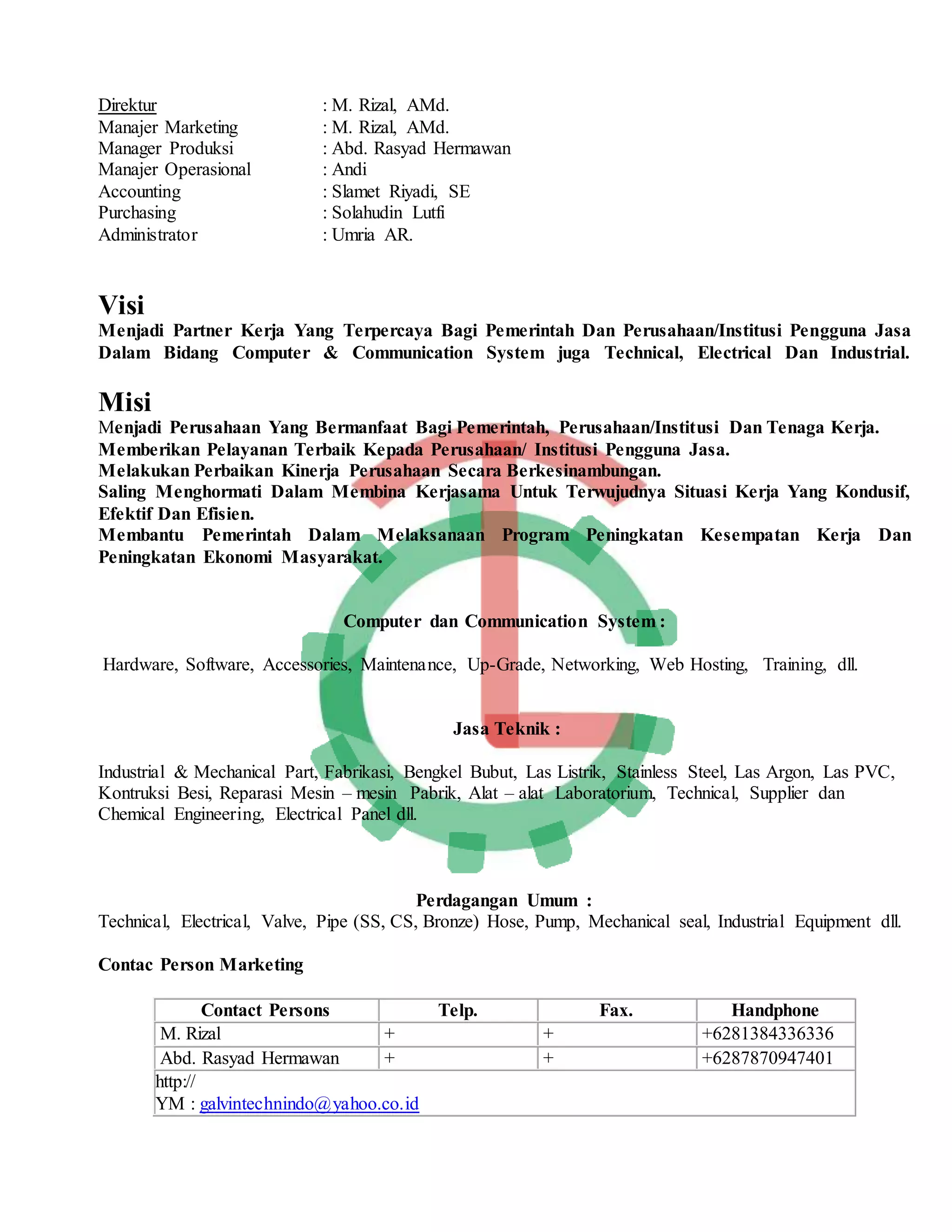 Contoh profil perusahaan | DOC