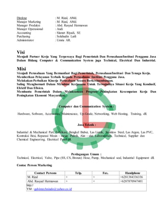 Contoh profil perusahaan | DOC