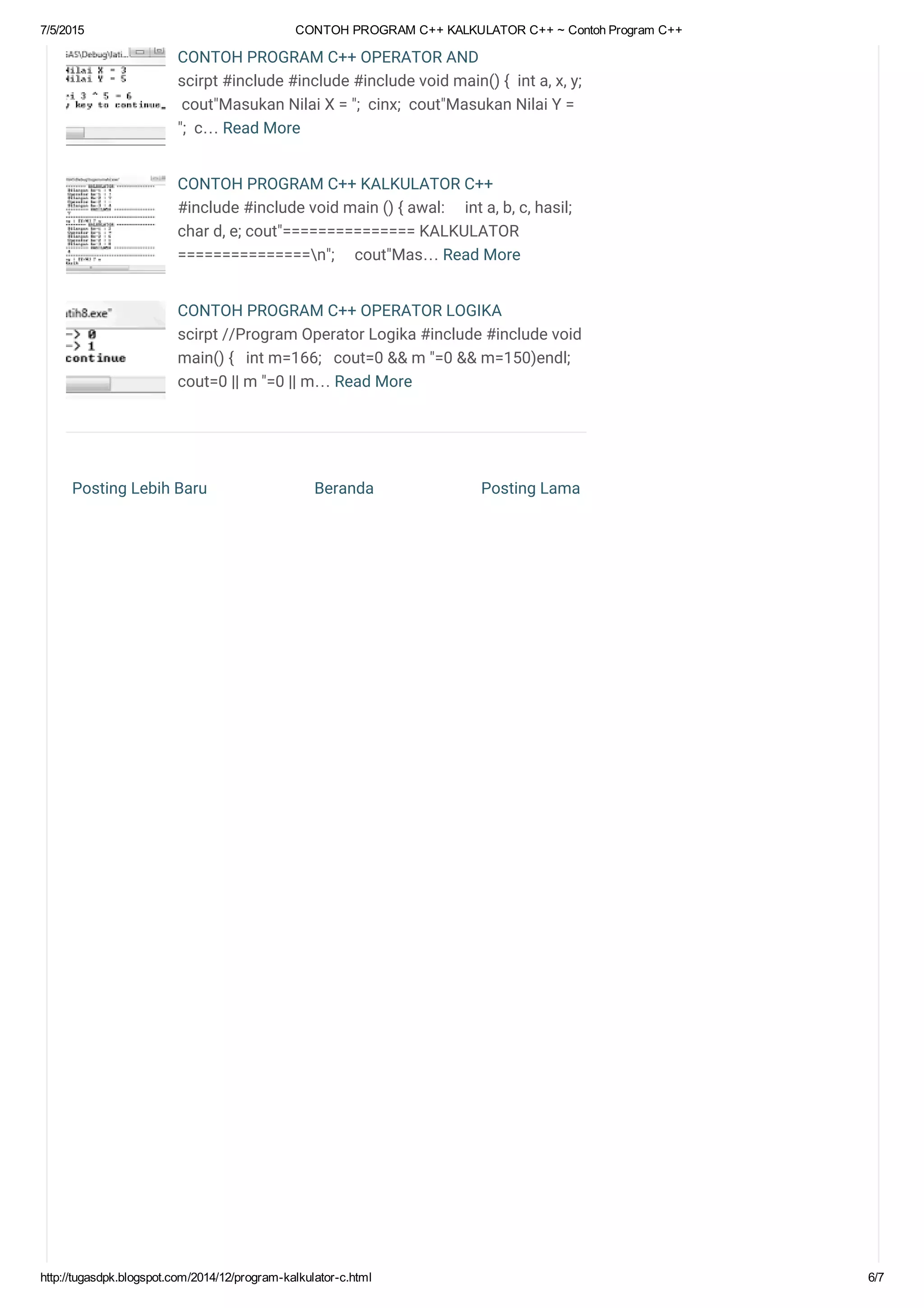 Contoh program c++ kalkulator | PDF