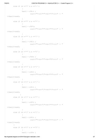 Contoh program c++ kalkulator | PDF