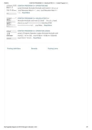 Contoh program c++ kalkulator | PDF