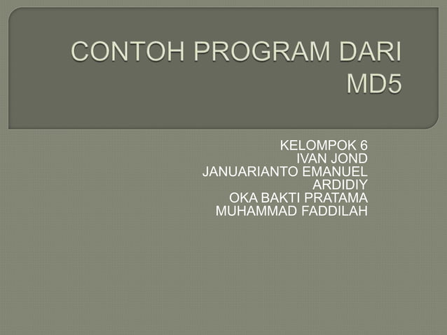 Contoh program dari md5 | PPTX