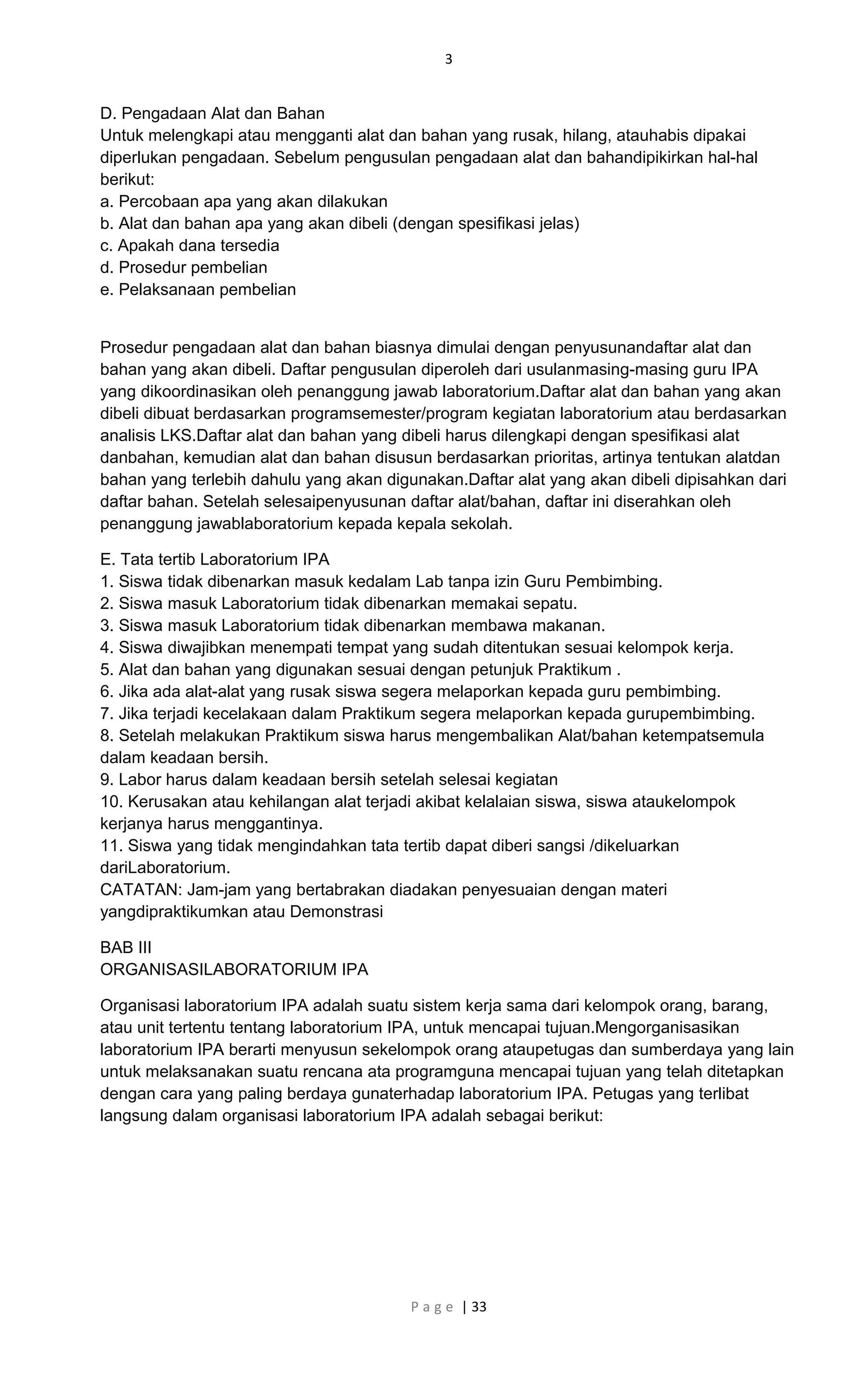 Contoh program kerja lab ipa | PDF