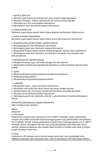Contoh program kerja lab ipa | PDF
