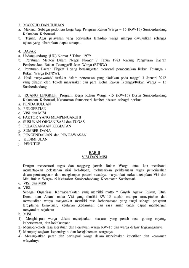 Contoh program kerja rukun warga | DOCX