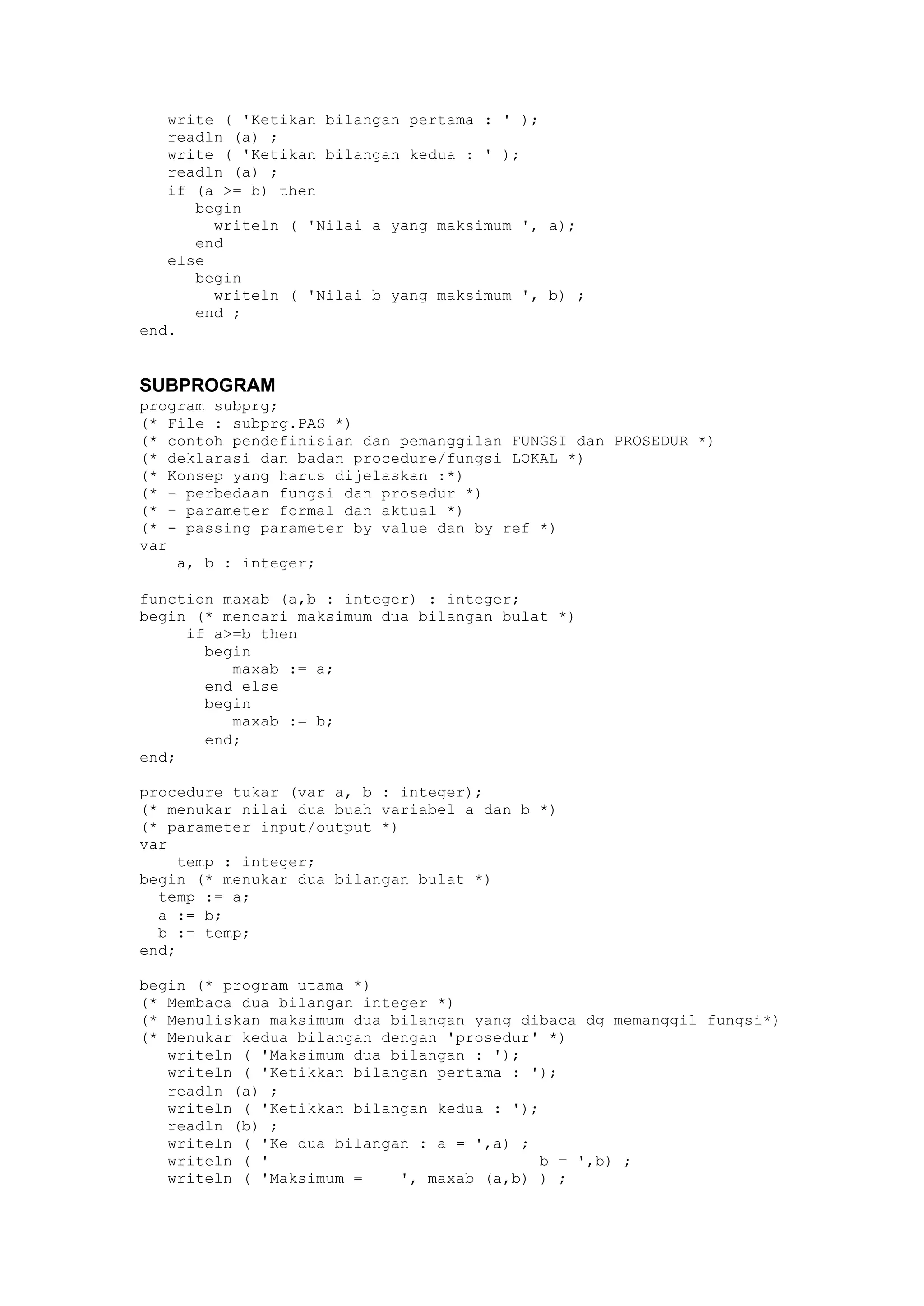 Contoh program pascal | PDF