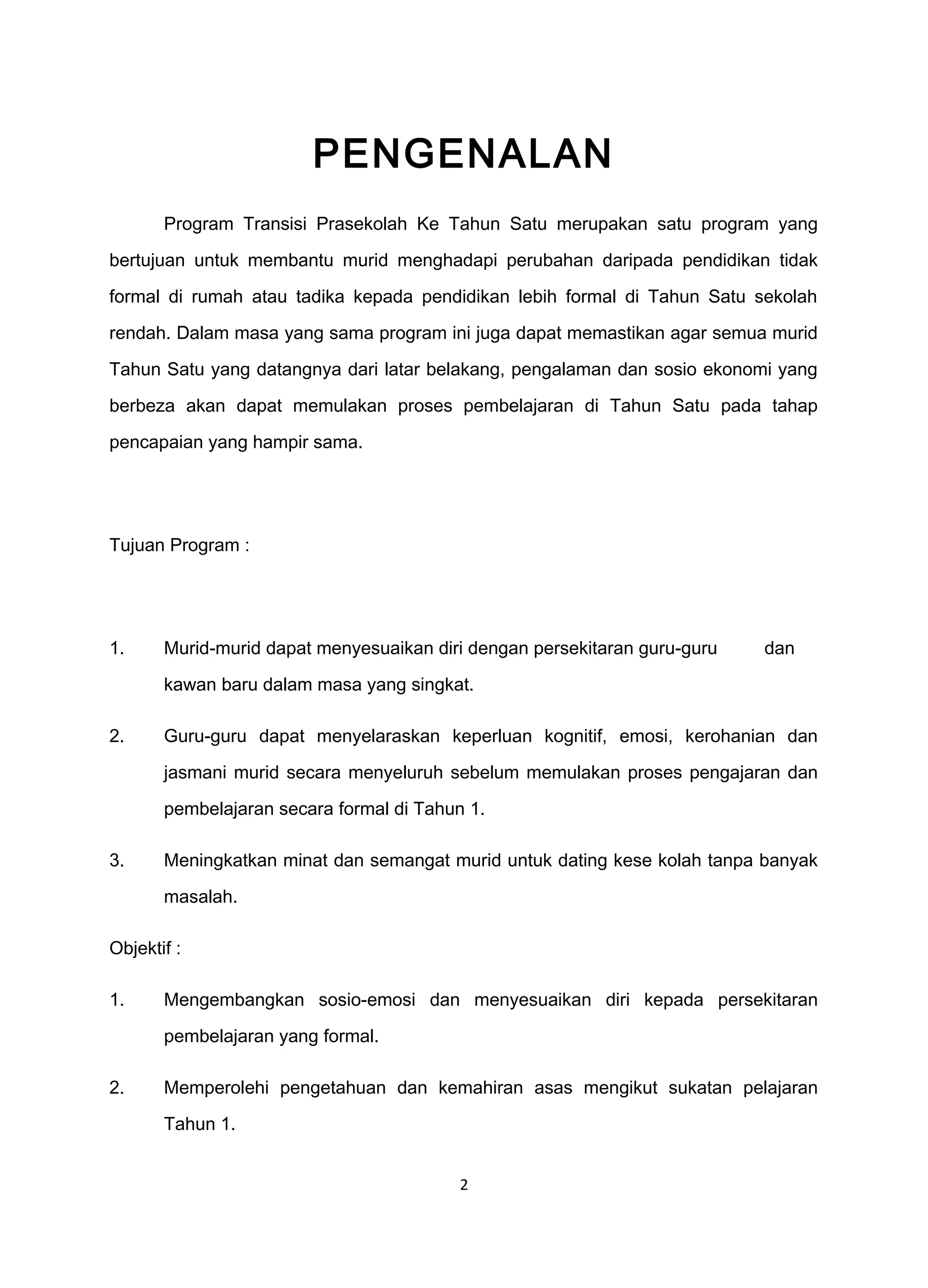 Contoh program transisi | DOC