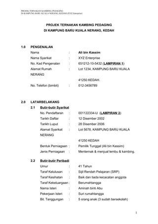 Contoh projek ternakan kambing | DOC