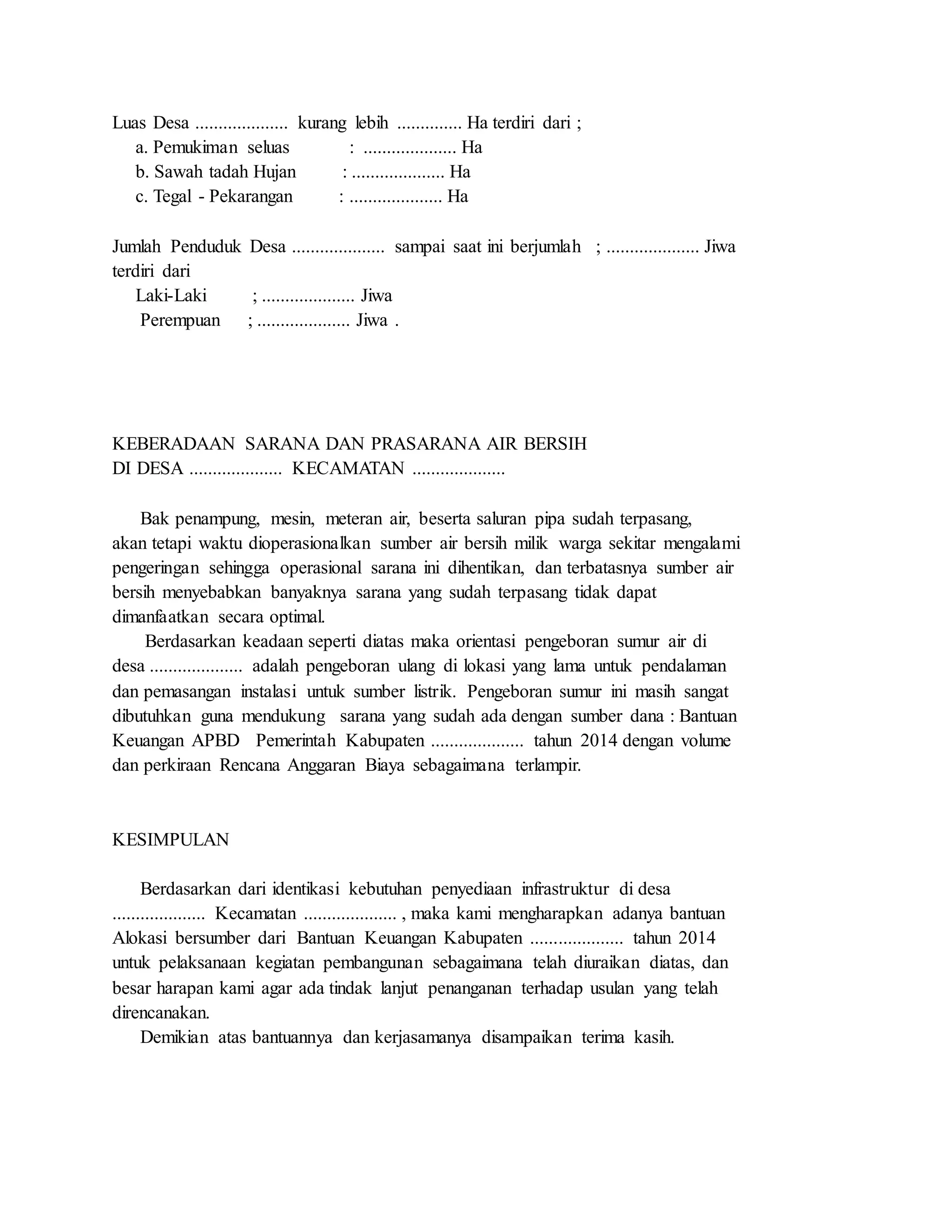 Contoh proposal air bersih | DOCX