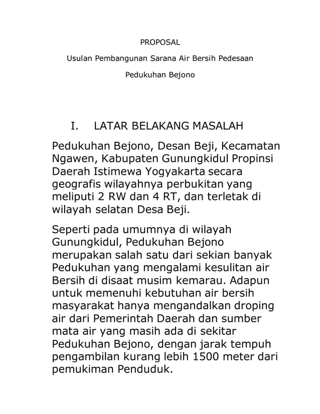 Contoh proposal air bersih | DOCX