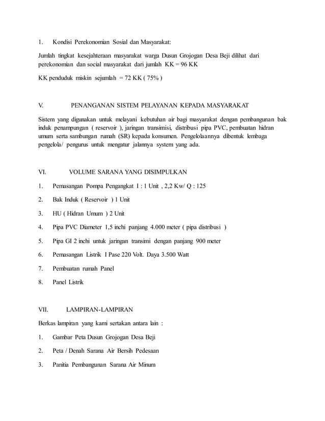 Contoh proposal air bersih | DOCX