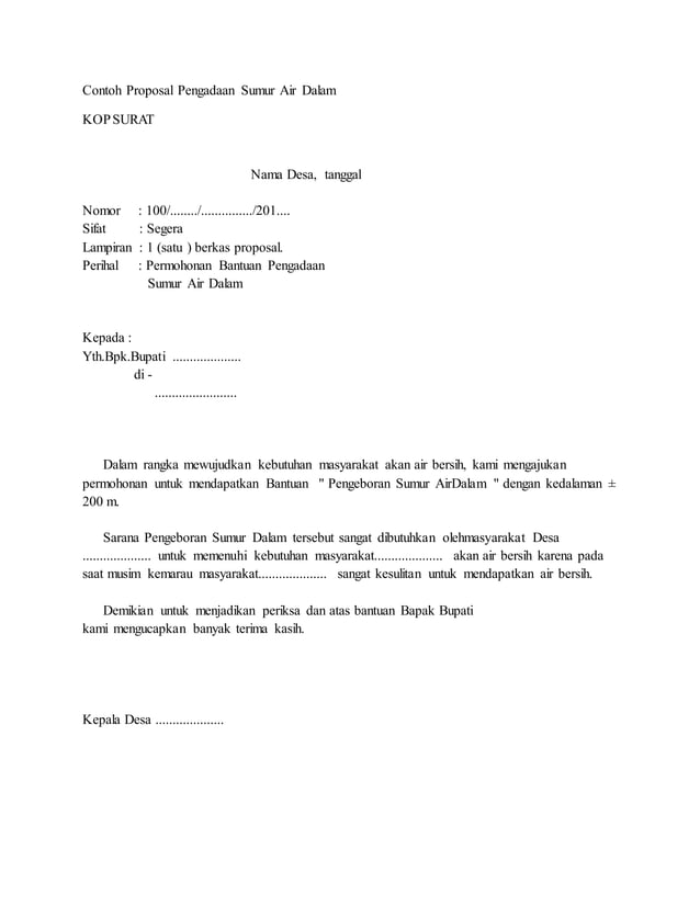 Contoh proposal air bersih | DOCX