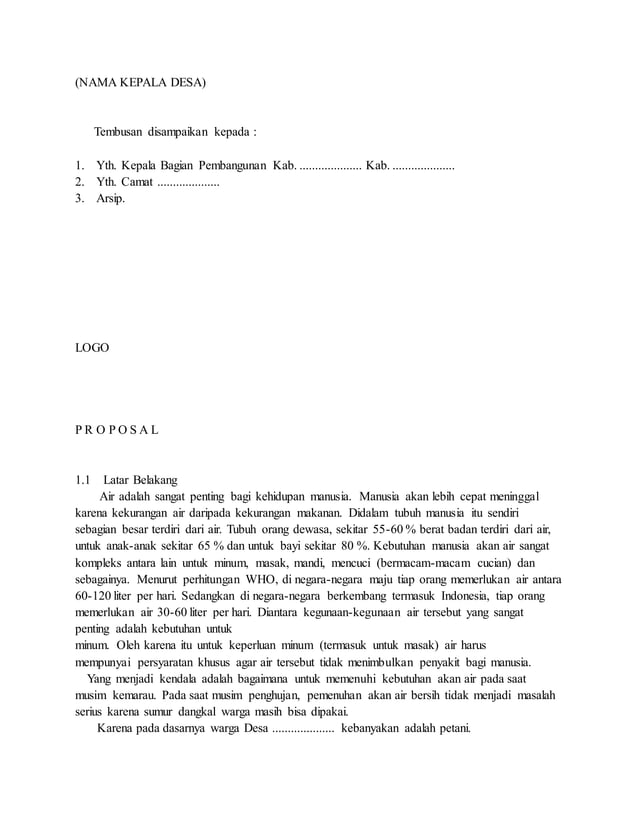 Contoh proposal air bersih | DOCX