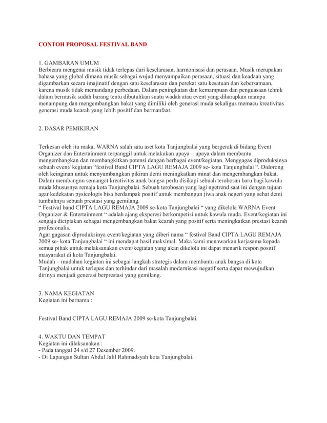 Contoh proposal festival band | DOC