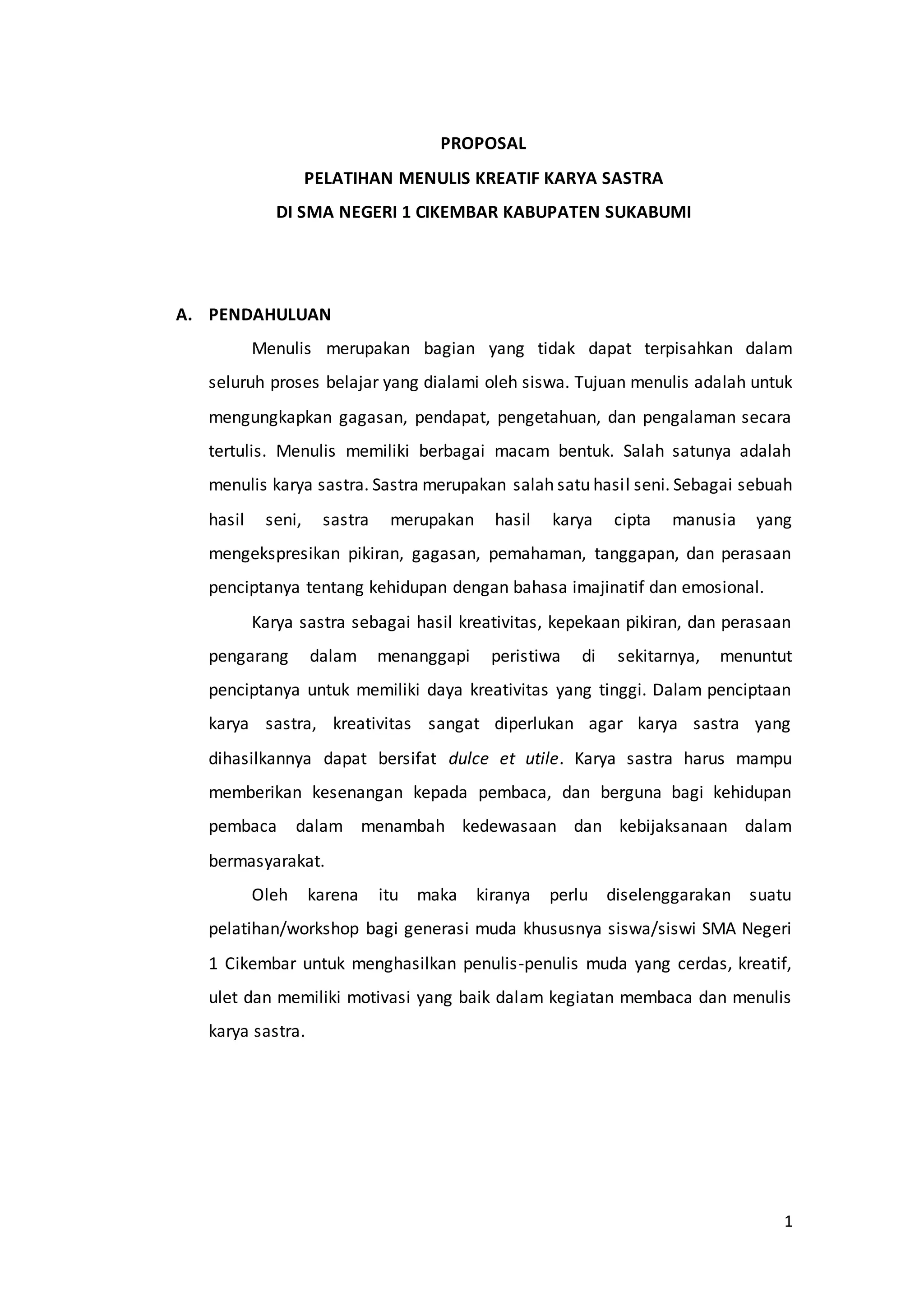 Contoh proposal kegiatan | DOCX