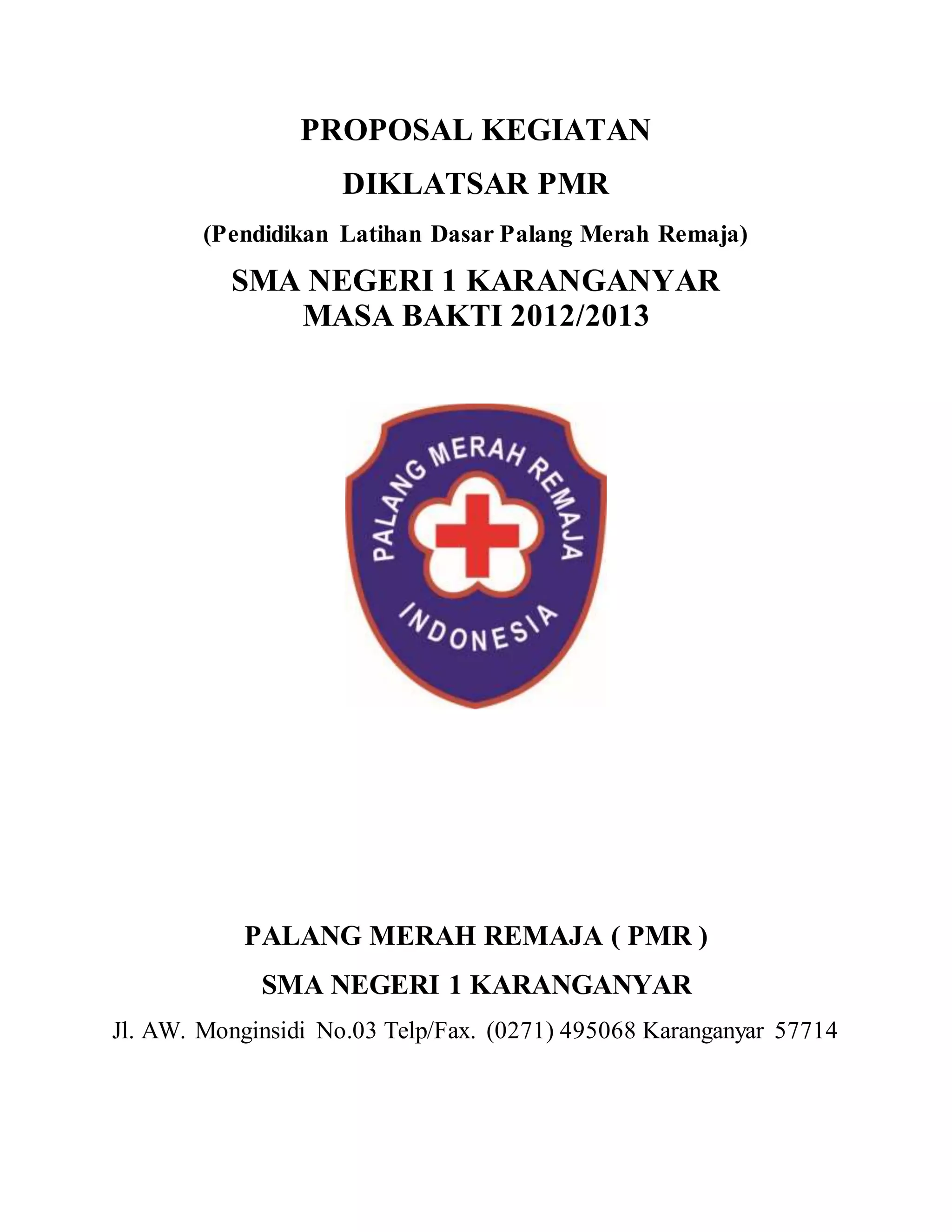 Contoh proposal kegiatan pmr | DOCX