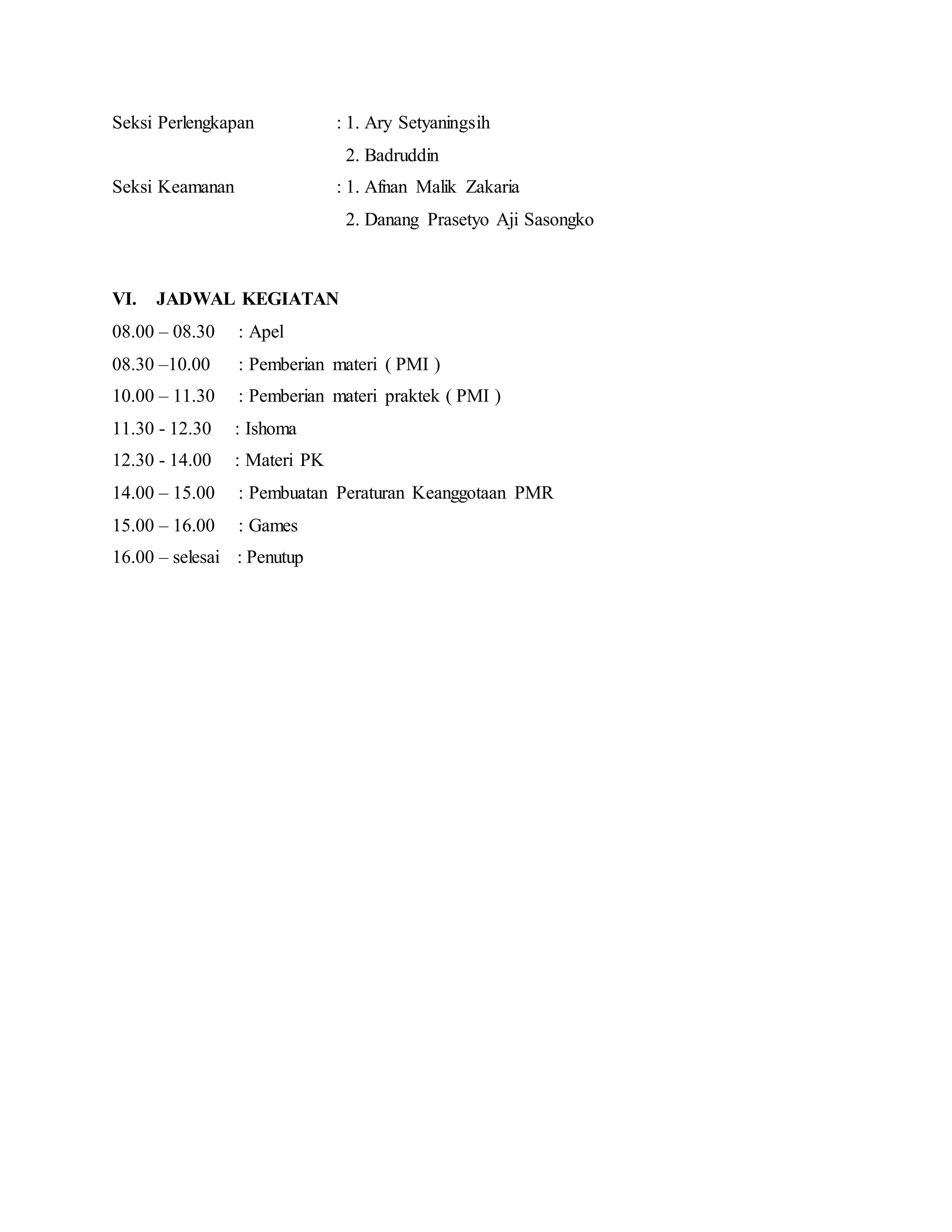 Contoh proposal kegiatan pmr | DOCX