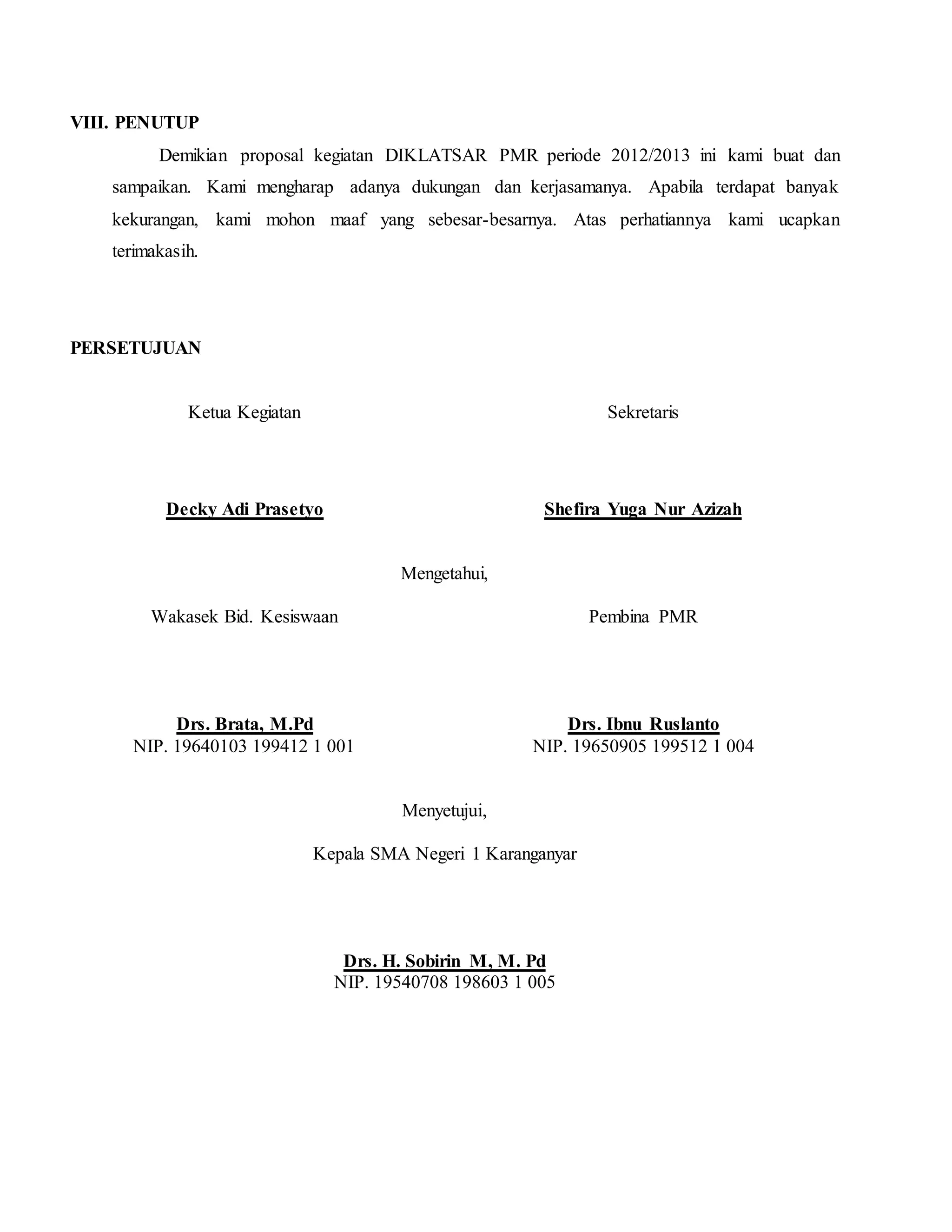 Contoh proposal kegiatan pmr | DOCX