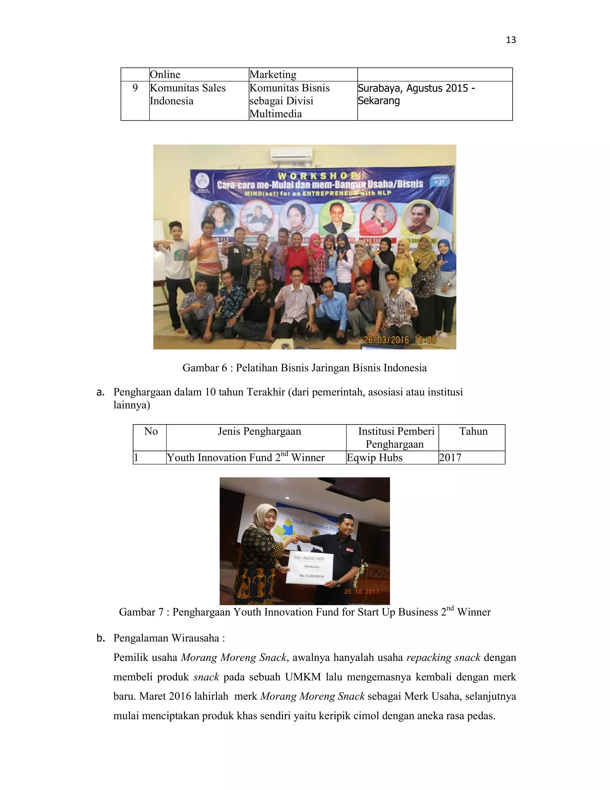 Contoh proposal kompetisi bisnis mahasiswa indonesia (kbmi) keripik pedas morang moreng snack | PDF