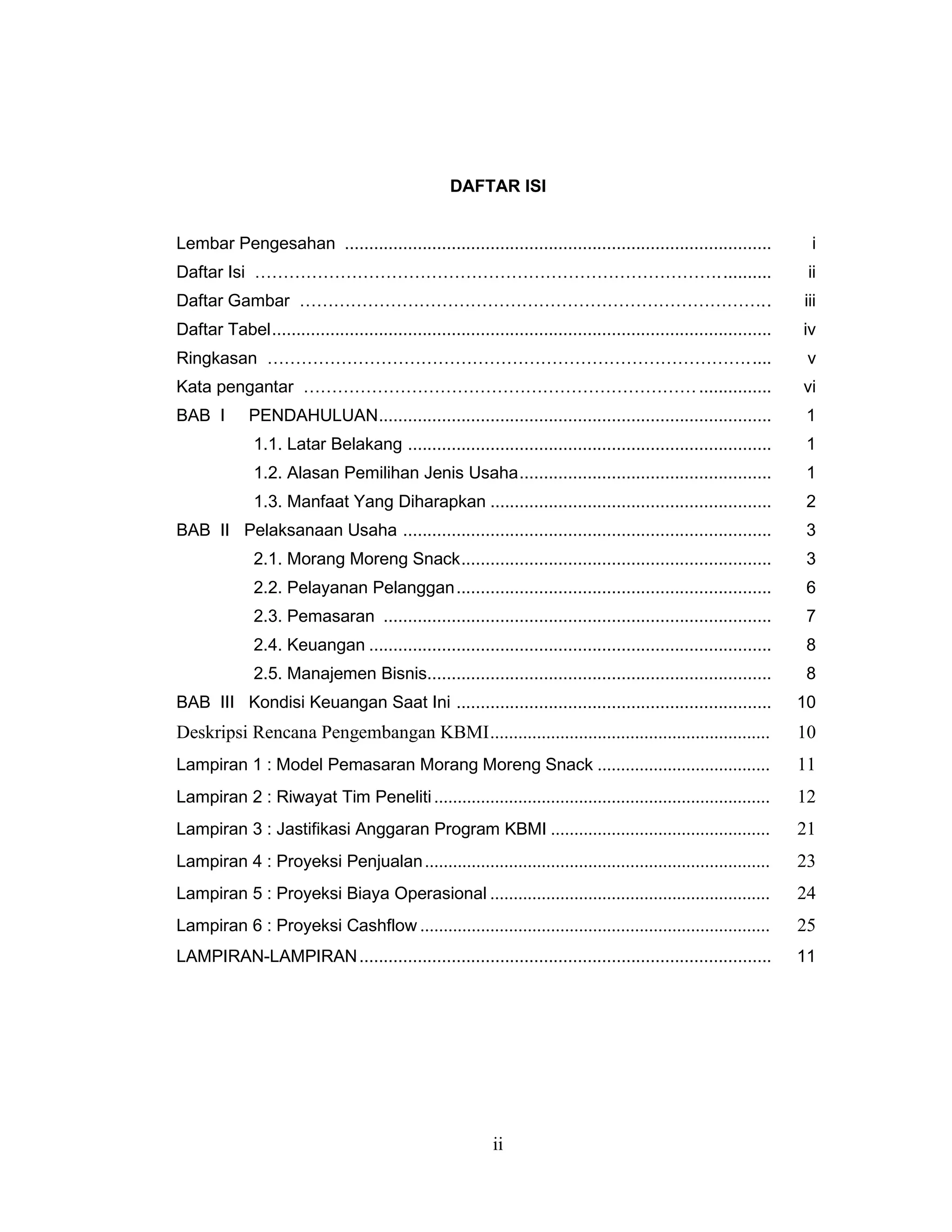Contoh proposal kompetisi bisnis mahasiswa indonesia (kbmi) keripik pedas morang moreng snack | PDF