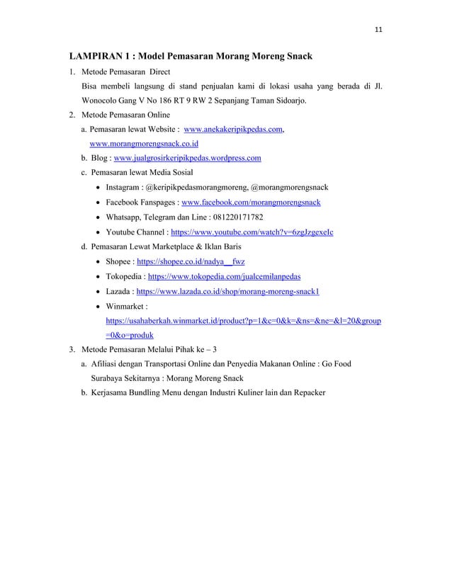 Contoh proposal kompetisi bisnis mahasiswa indonesia (kbmi) keripik pedas morang moreng snack | PDF