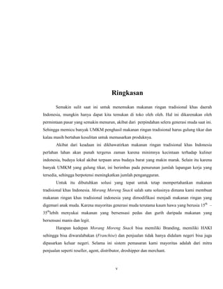 Contoh proposal kompetisi bisnis mahasiswa indonesia (kbmi) keripik pedas morang moreng snack | PDF