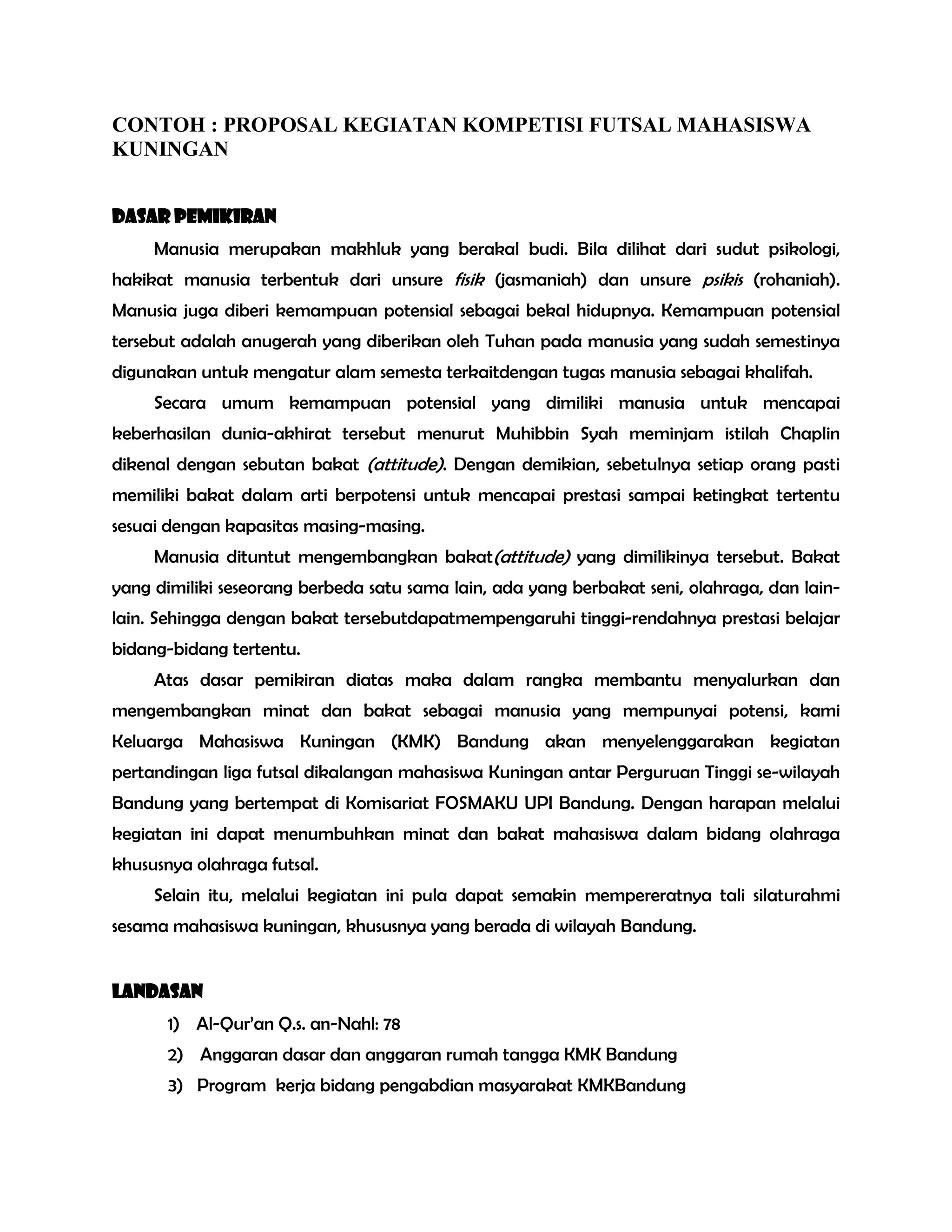 Contoh proposal lho | DOCX