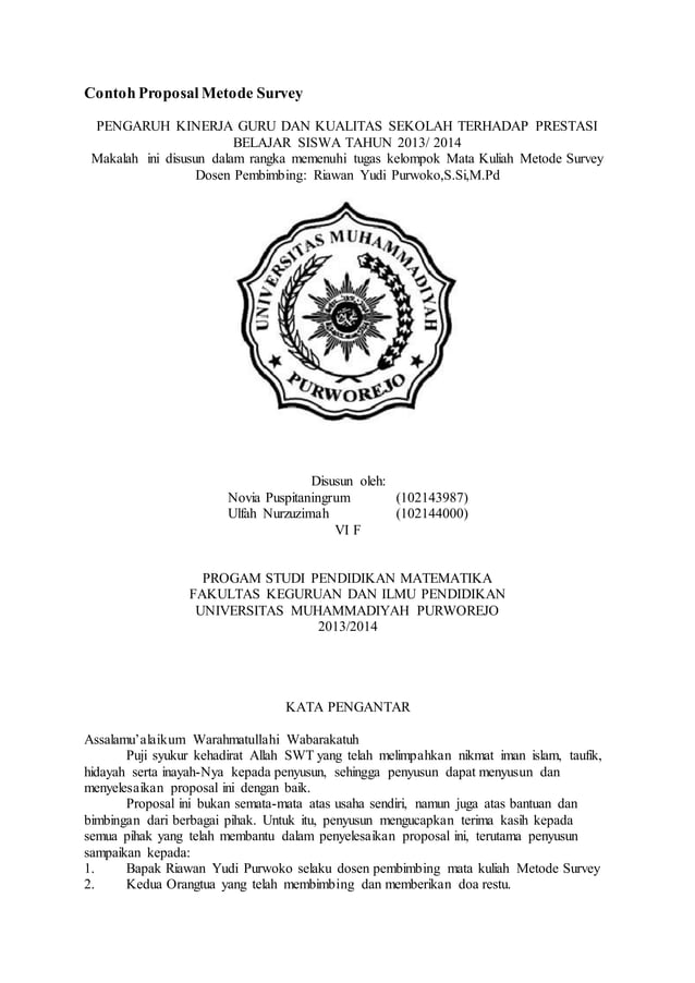 Contoh proposal metode survey | DOCX