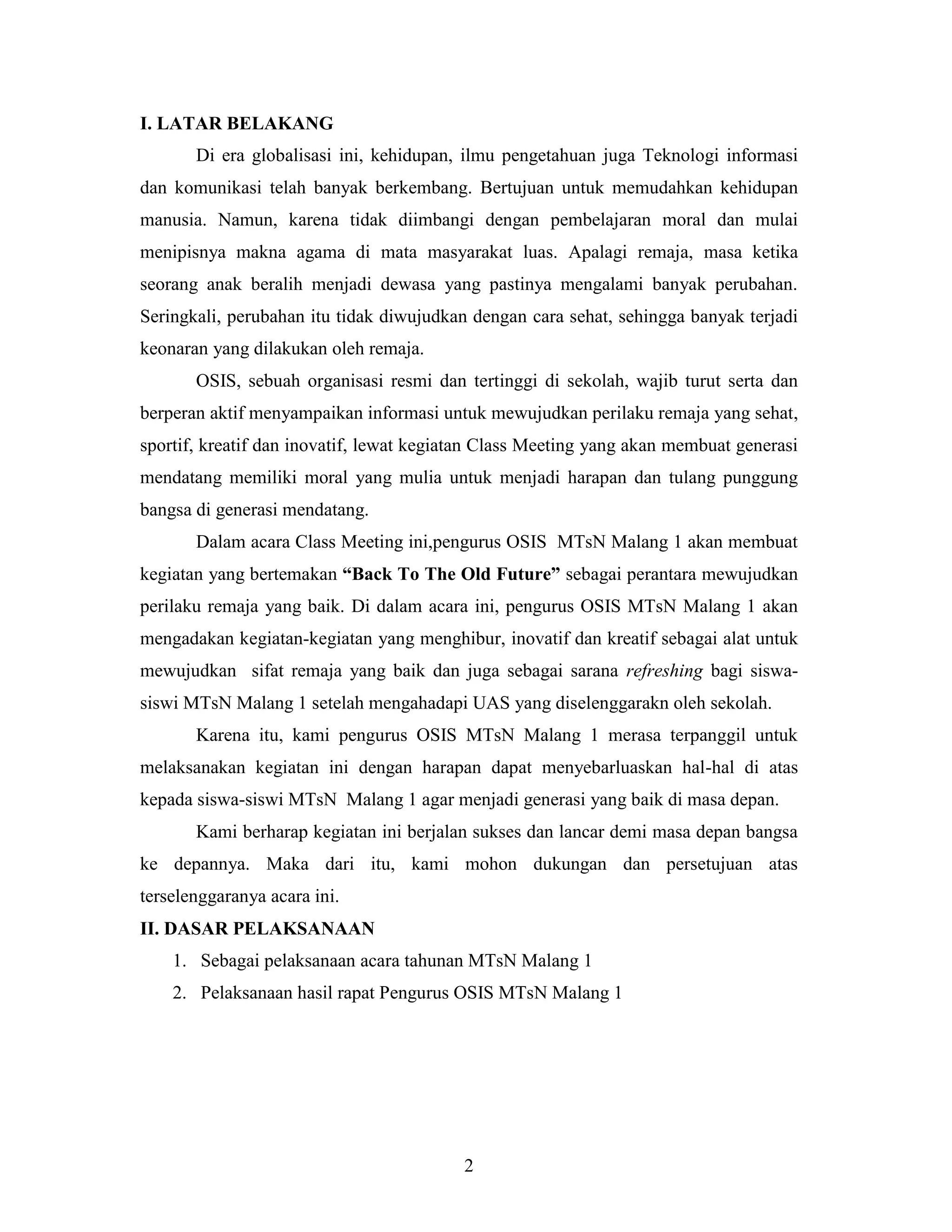 Contoh proposal osis | DOCX